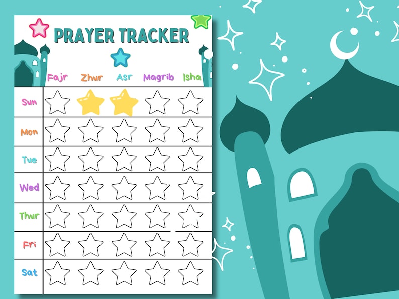 Muslim Children's Prayer Tracker, Salah Tracker Printable, Prayer Chart ...