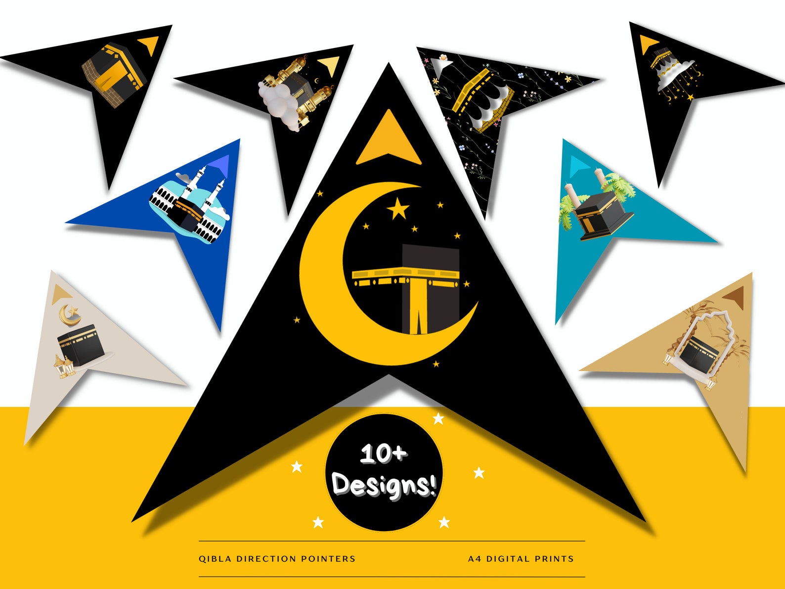 Qibla Direction Printable Stickers | Qibla Wall Arrow | Islamic ...