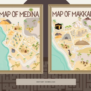 Set of 2 Map of Makkah & Map of Medina A3 Print - Etsy