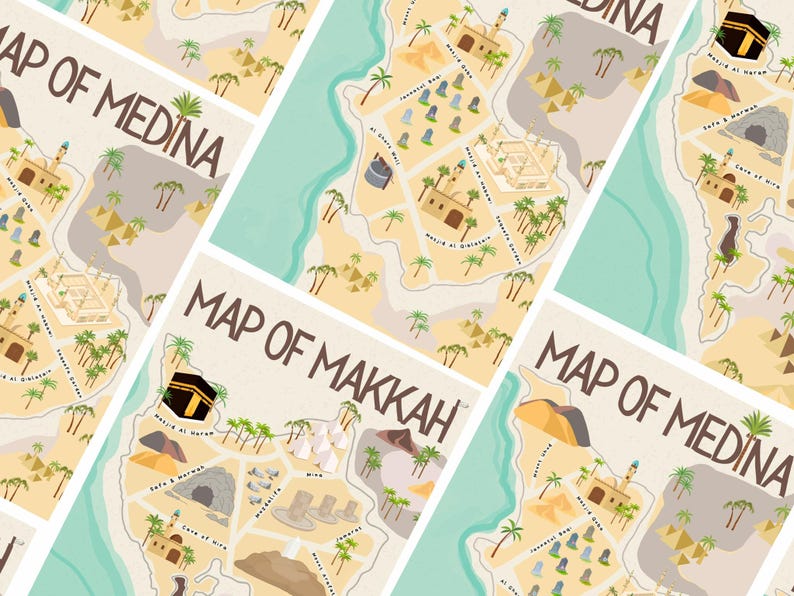 Set of 2 Map of Makkah & Map of Medina A3 Print - Etsy