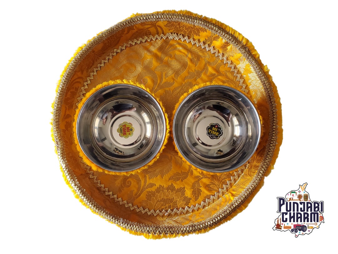 Indian Wedding Haldi Shagun Set Designer Plates With Two Katoris ...