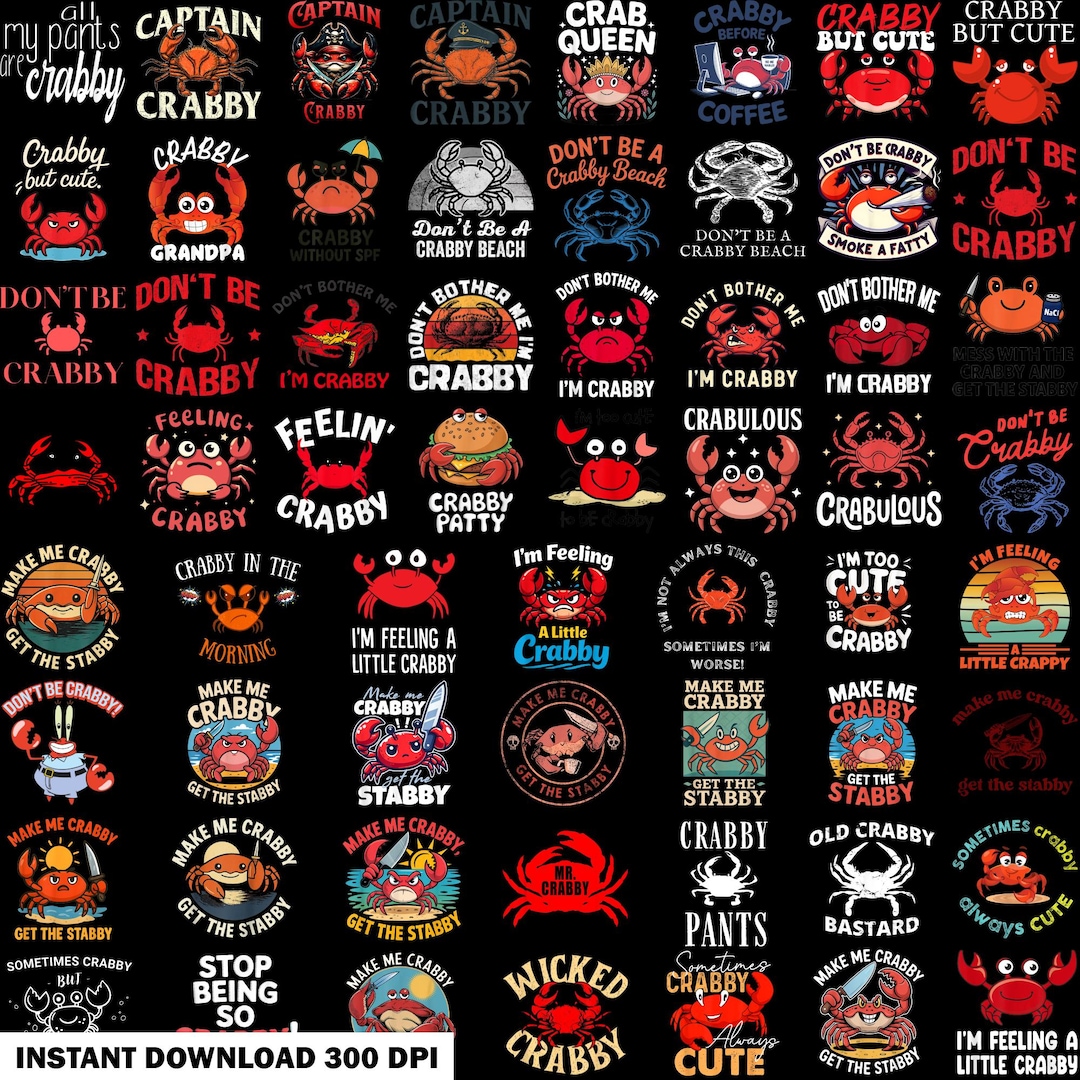 50+ Don't Be Crabby PNG Bundle,coastal Summer, Trendy Beach, Ocean ...