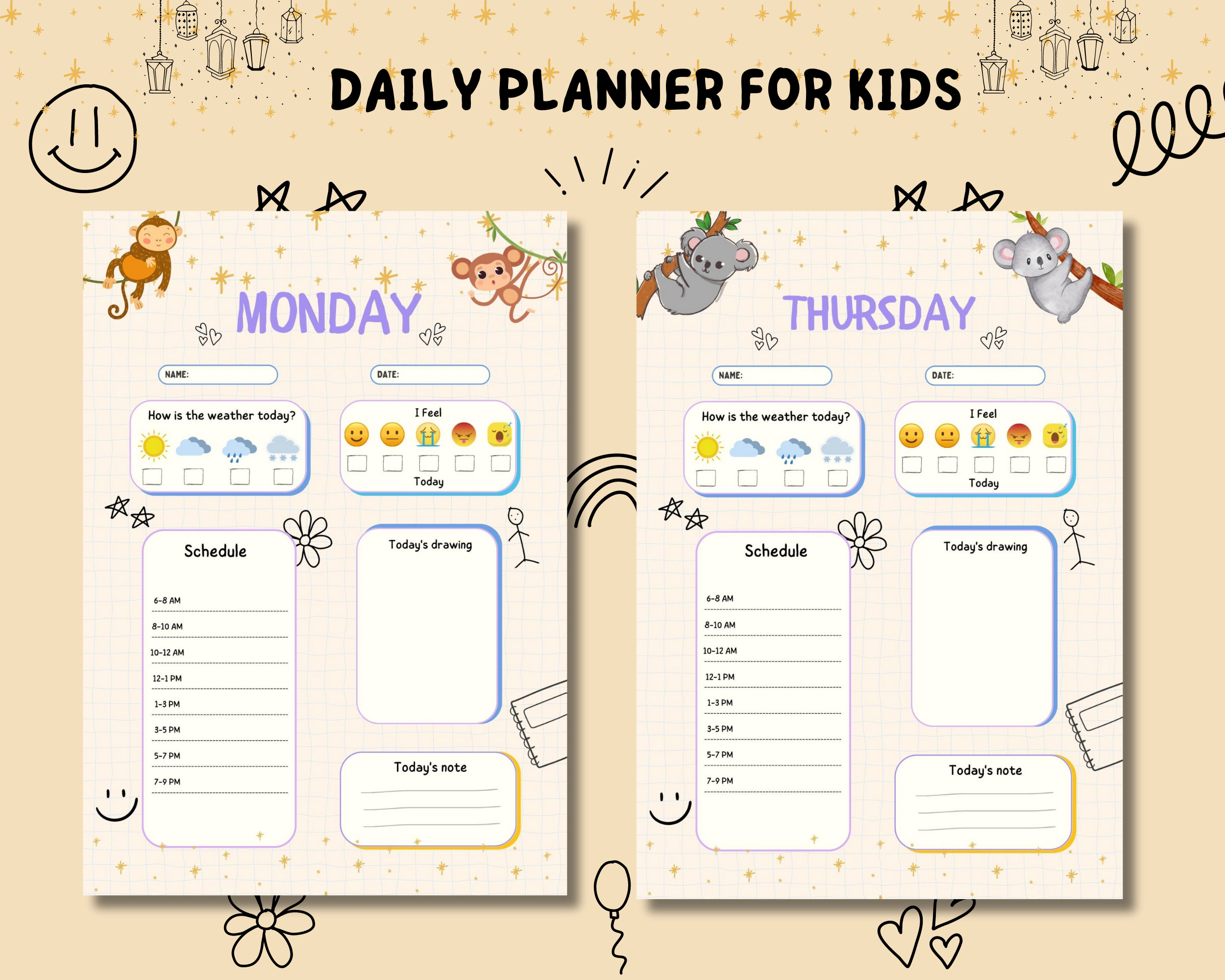 Kids Daily Planner / Kids Daily Journal / Diary for Kids / Kids ...