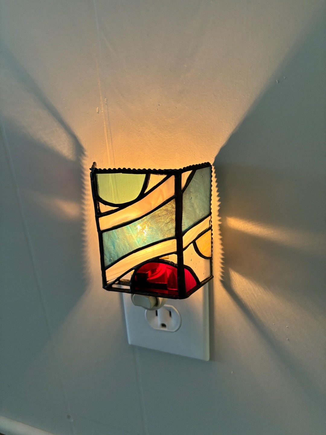 Loopy 6 - 3 Sided Stained Glass Night Light - Rotating Base Option - Etsy