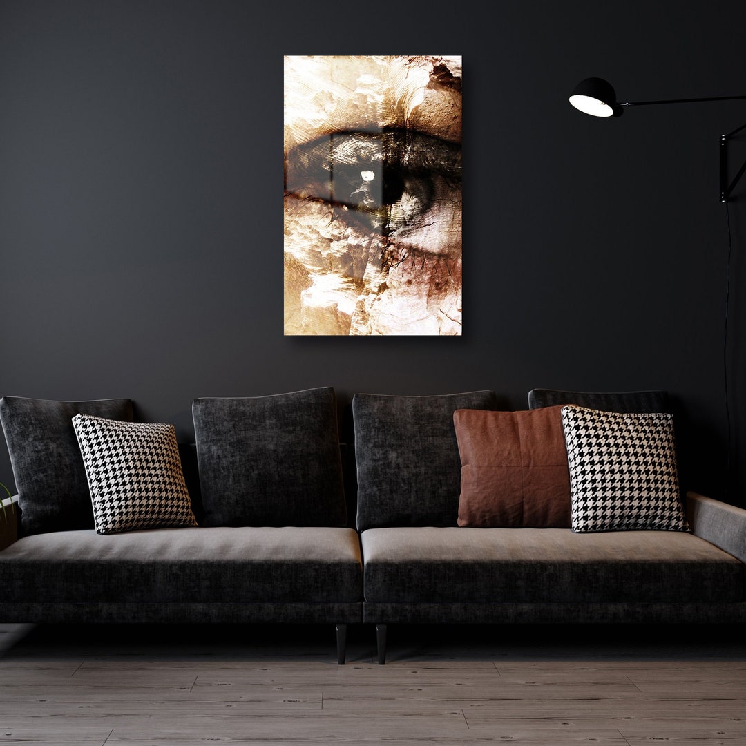 Tired Abstract Female Eye Tempered Glass Wall Decor Black and - Etsy