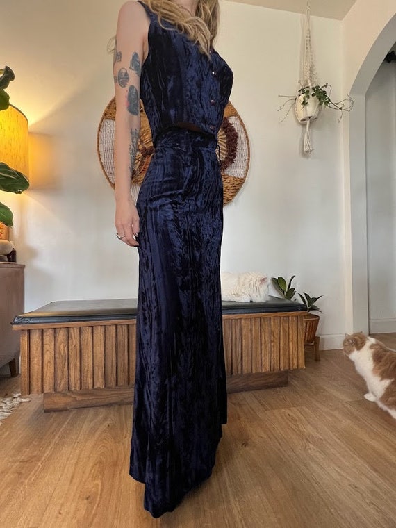 Vintage Two Piece Velvet Maxi Skirt and Top - Gem