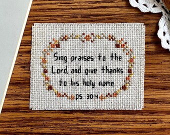 Simple Bible Verse Cross Stitch Pattern Bible Verse Give Thanks Cross ...