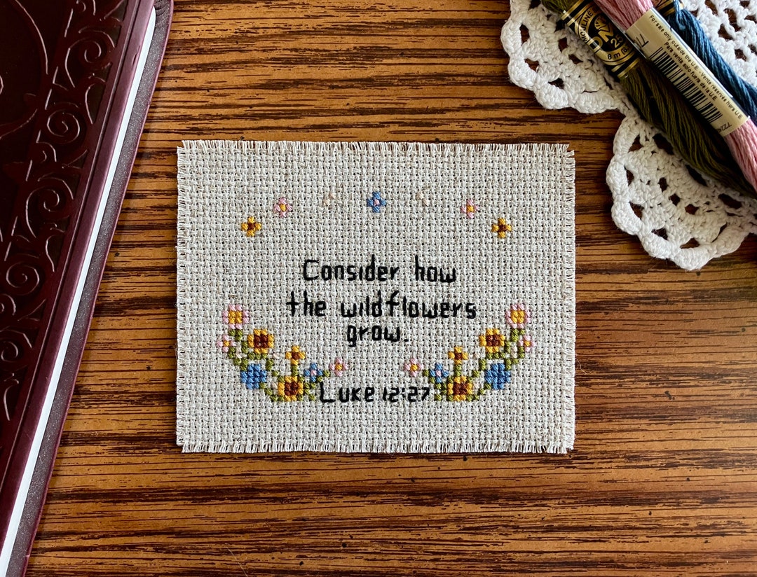 Simple Bible Verse Cross Stitch Pattern Bible Verse Wildflowers Cross ...