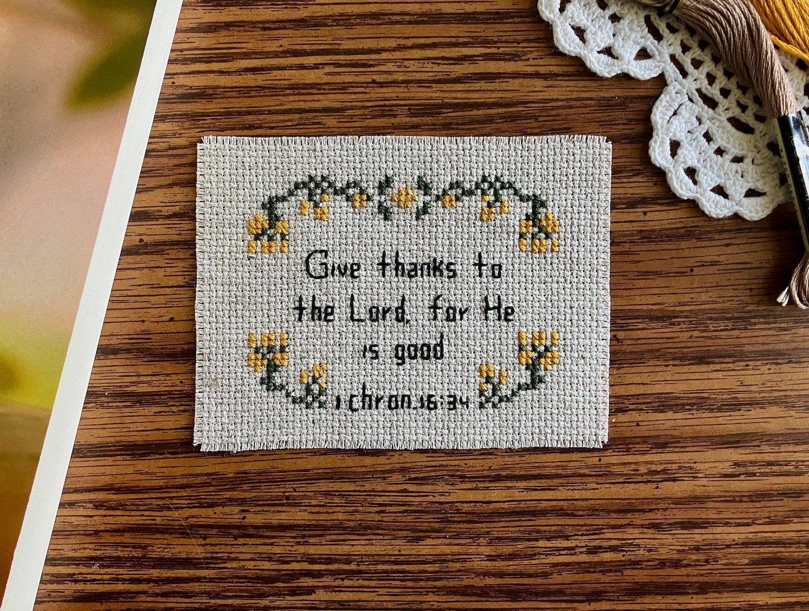 Simple Bible Verse Cross Stitch Pattern Bible Verse Give Thanks Cross ...