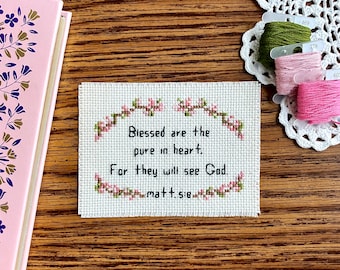 Simple Bible Verse Cross Stitch Pattern Bible Verse Flowers Cross ...