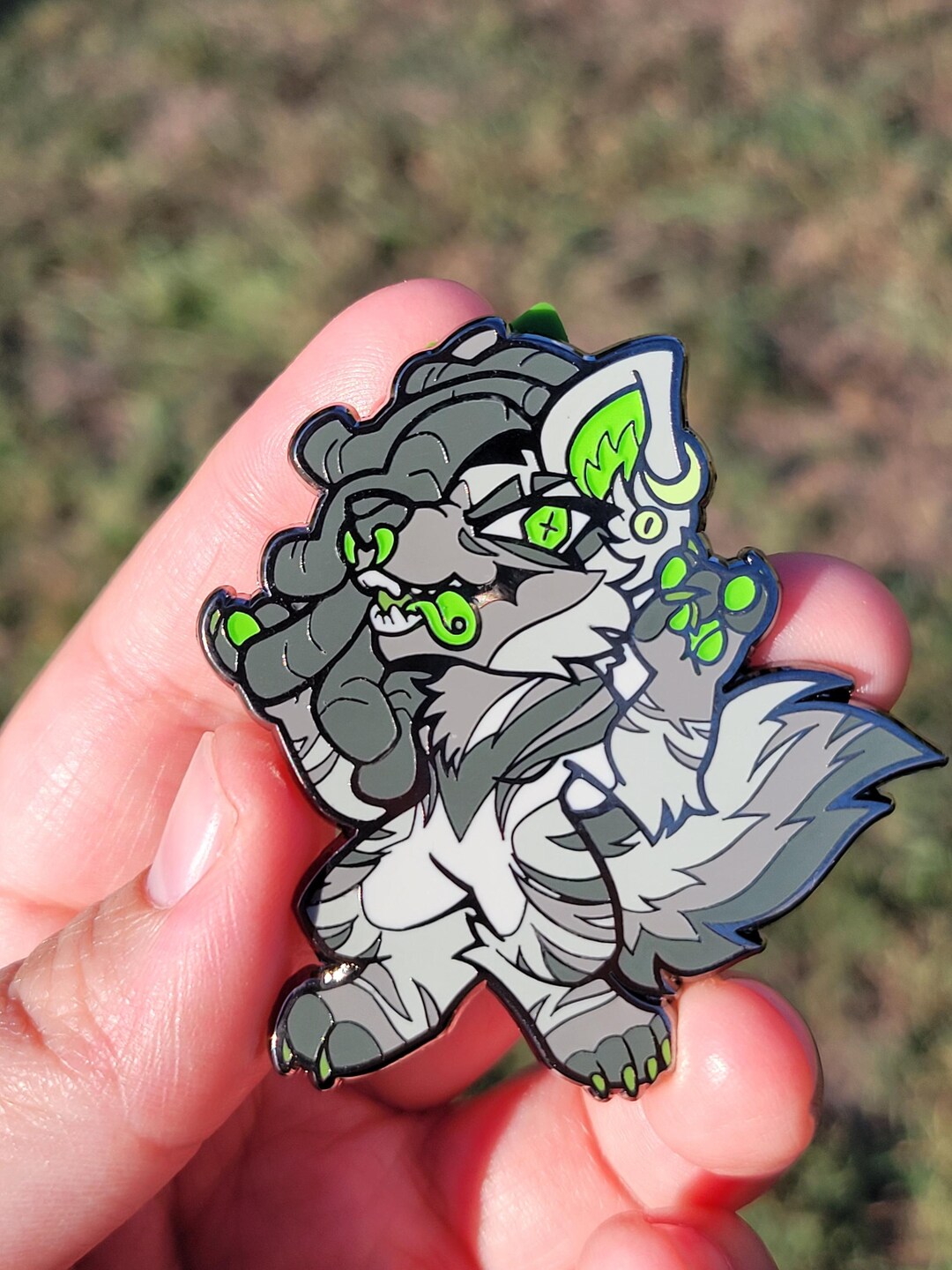 Punk Striped Hyena Enamel Pin - Etsy