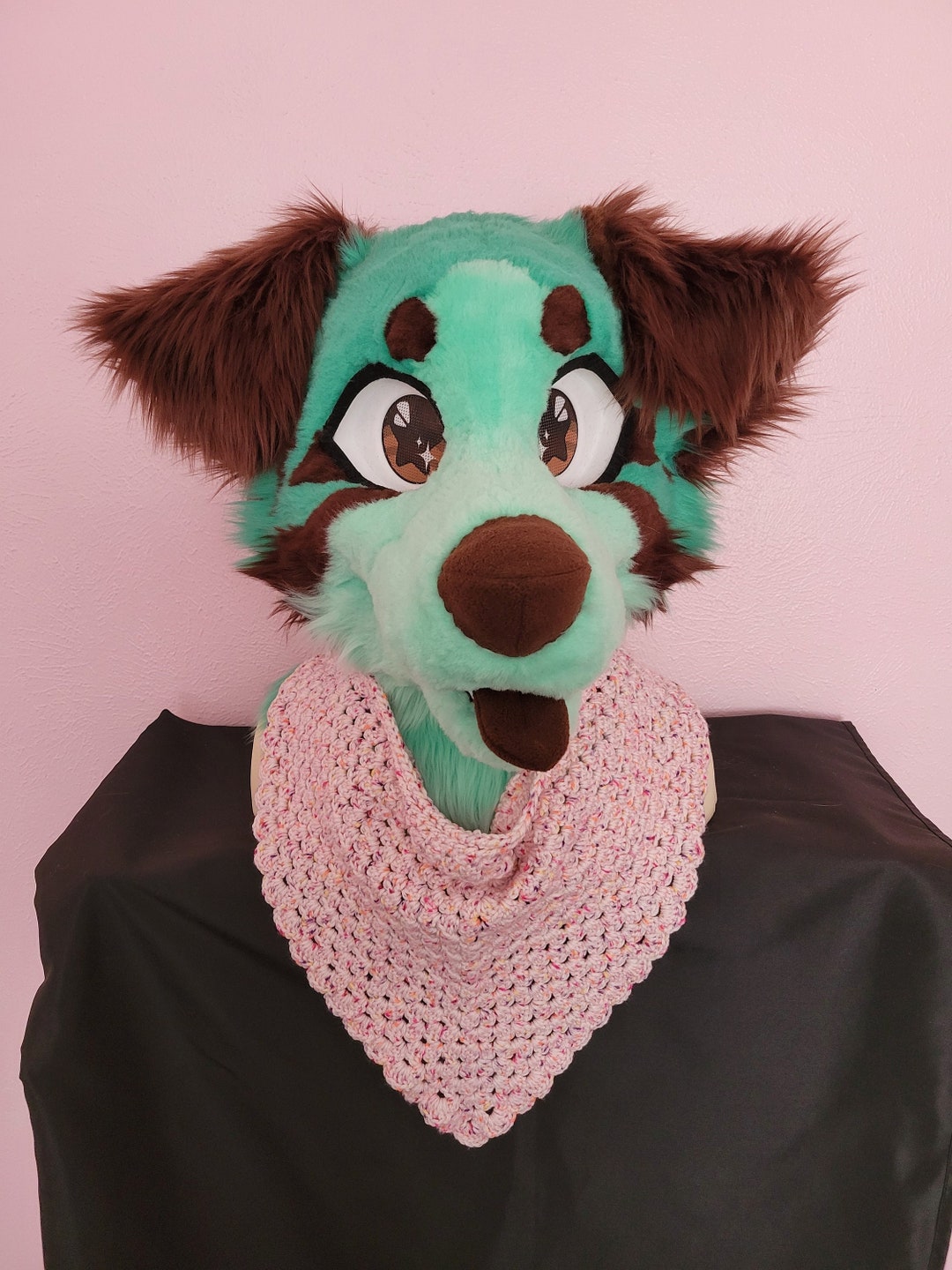Crochet Fursuit Bandana - Pink Speckles - Etsy