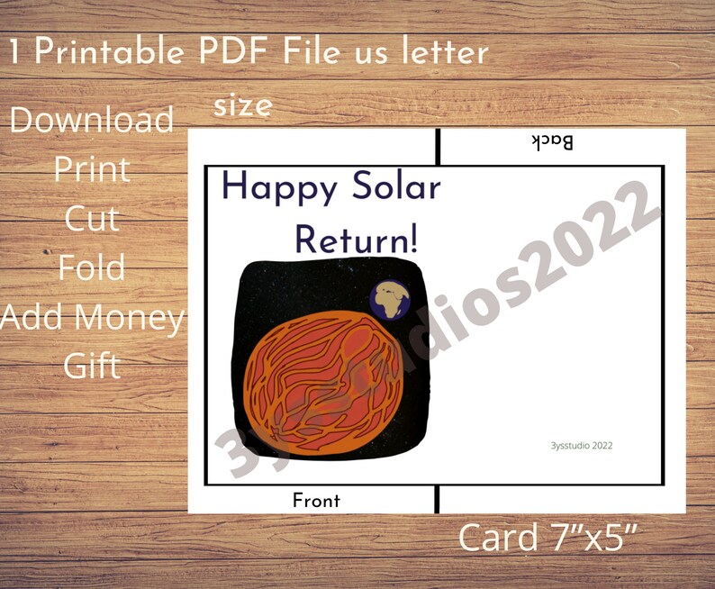 Printable Birthday Card happy Solar Return - Etsy