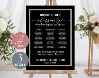 High School Reunion Memorial Sign, in Loving Memory of Classmates ...