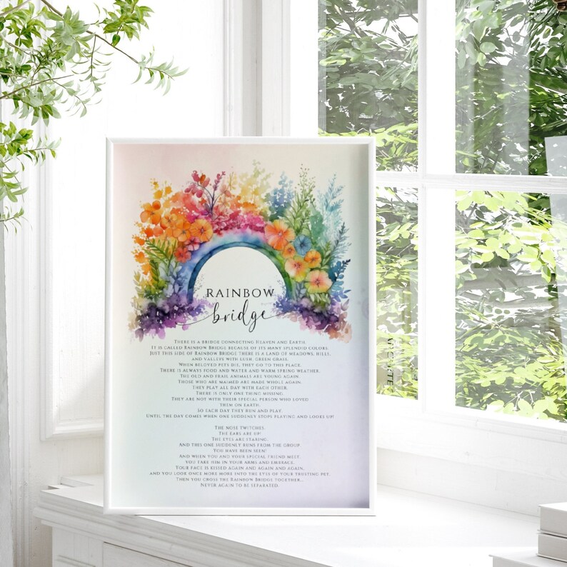 Rainbow Bridge Poem Download, Digital Printable Tribute Sign, Pet Loss ...