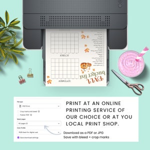 Printable Fall Calendar Poster, Fall Activities Calendar, Autumn ...