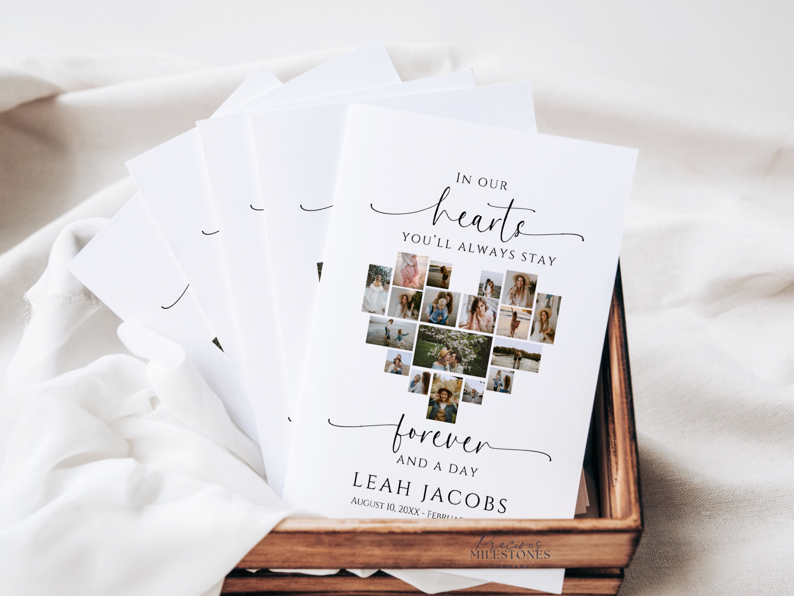 Double Sided Funeral Program Template, in Our Hearts Memorial Program ...