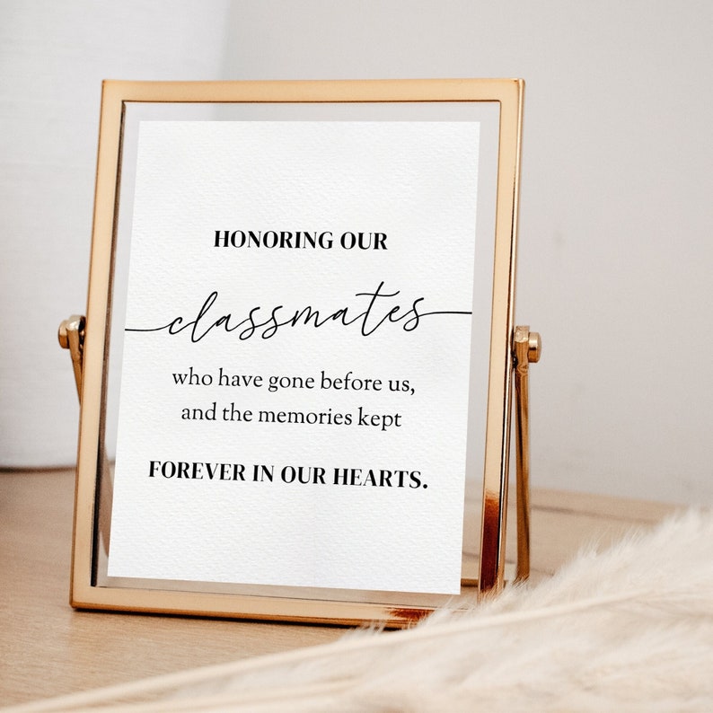 High School Reunion Memorial Sign, in Loving Memory of Classmates ...