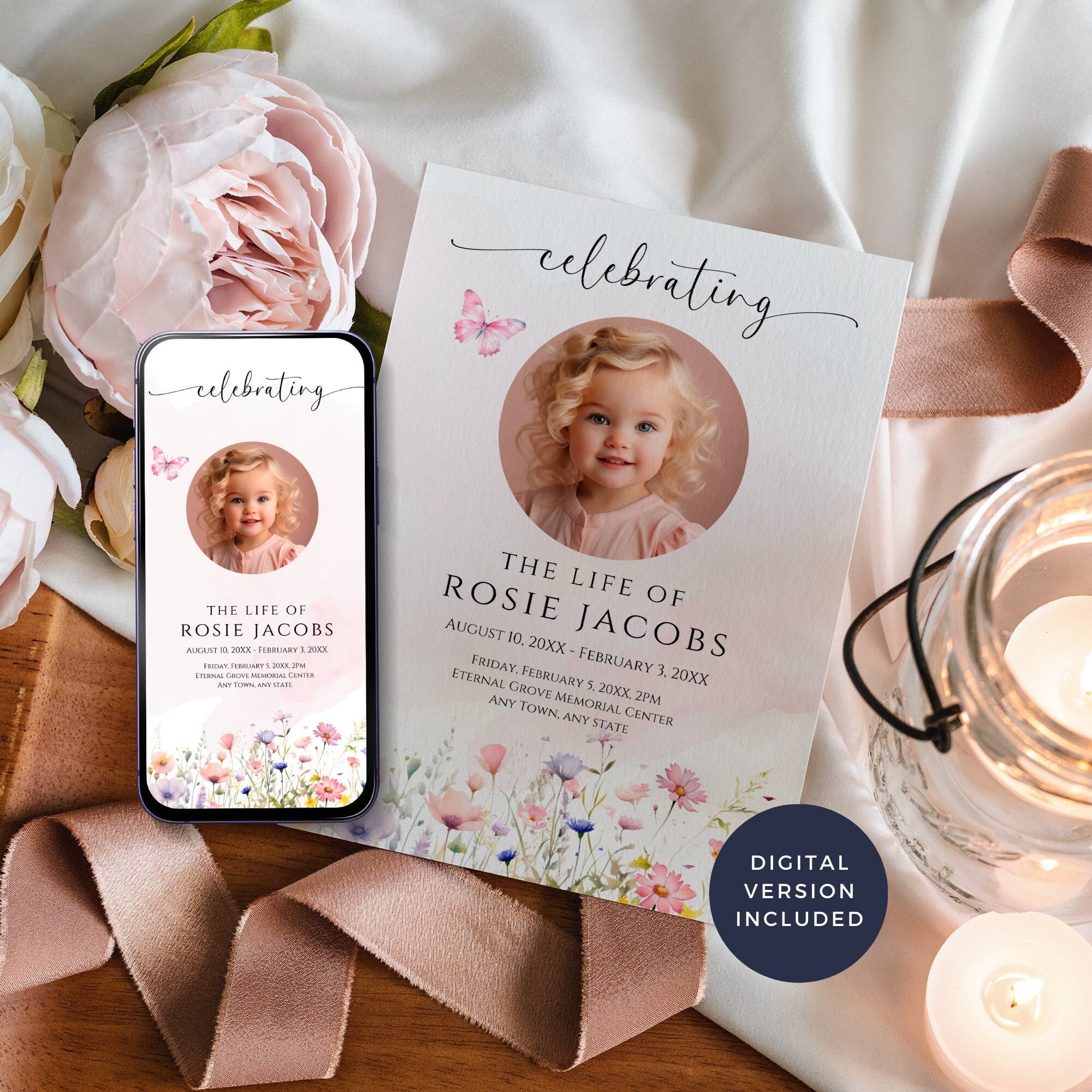 Baby Child Funeral Invitation Announcement Template Printable - Etsy