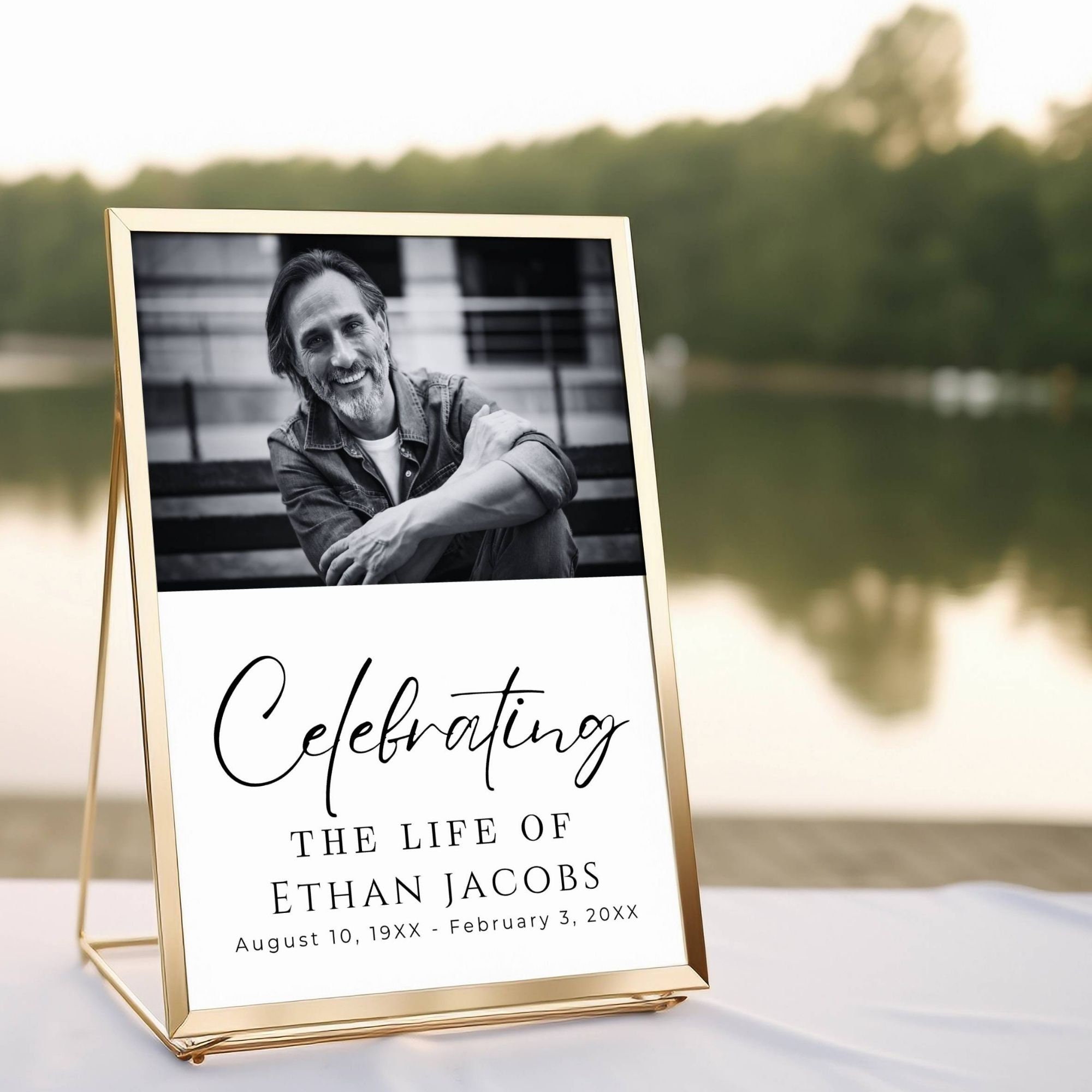 Minimalist Memorial Welcome Sign for Man or Woman, Celebration of Life ...