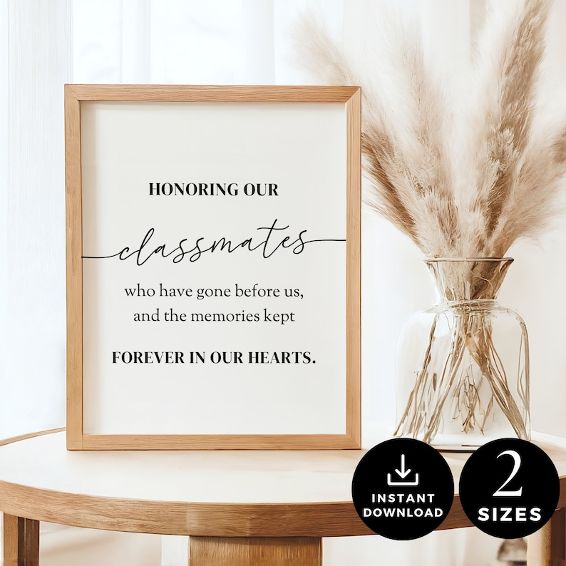 High School Reunion Memorial Sign, in Loving Memory of Classmates ...