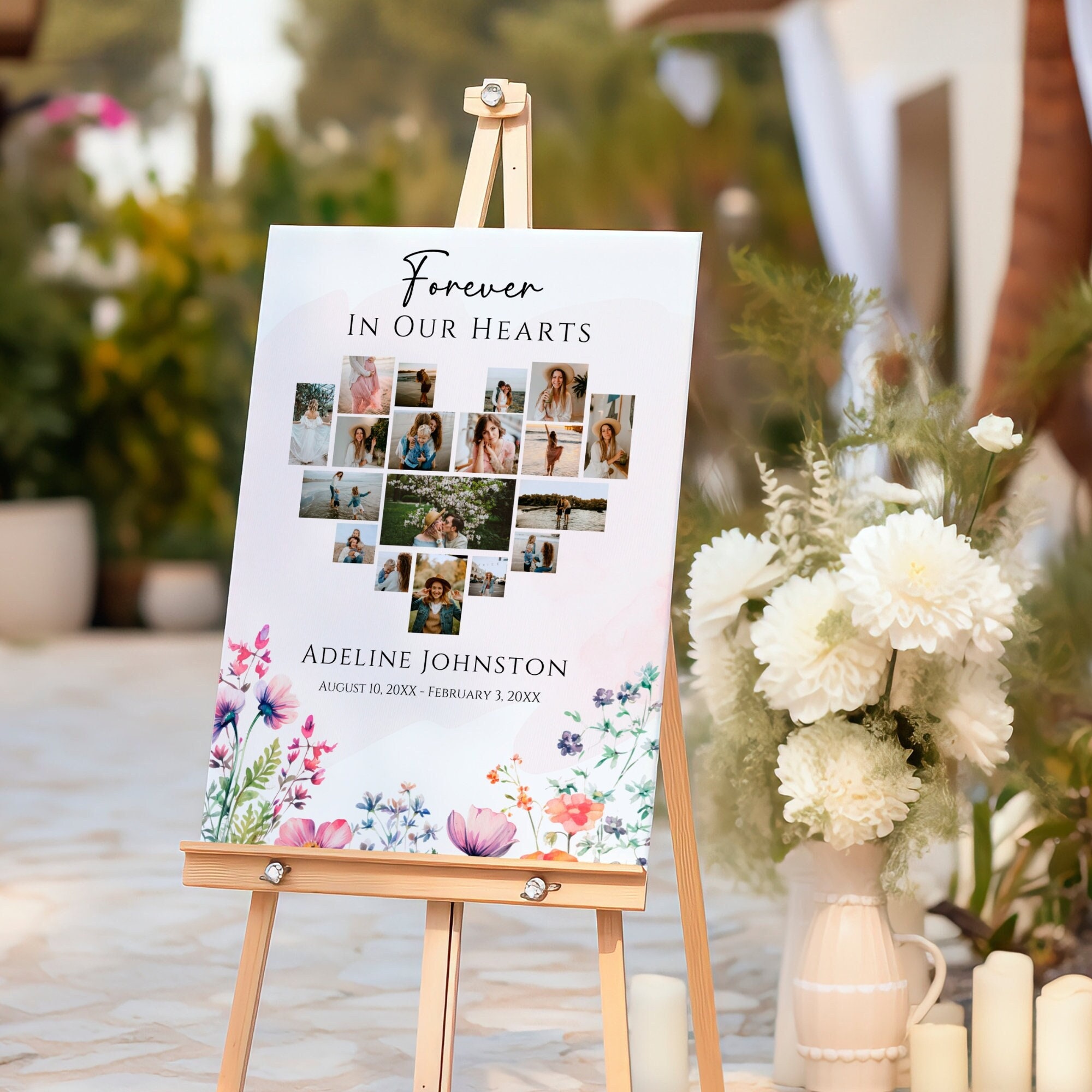 Funeral Welcome Sign Personalized,editable Memorial Service Photo Board ...