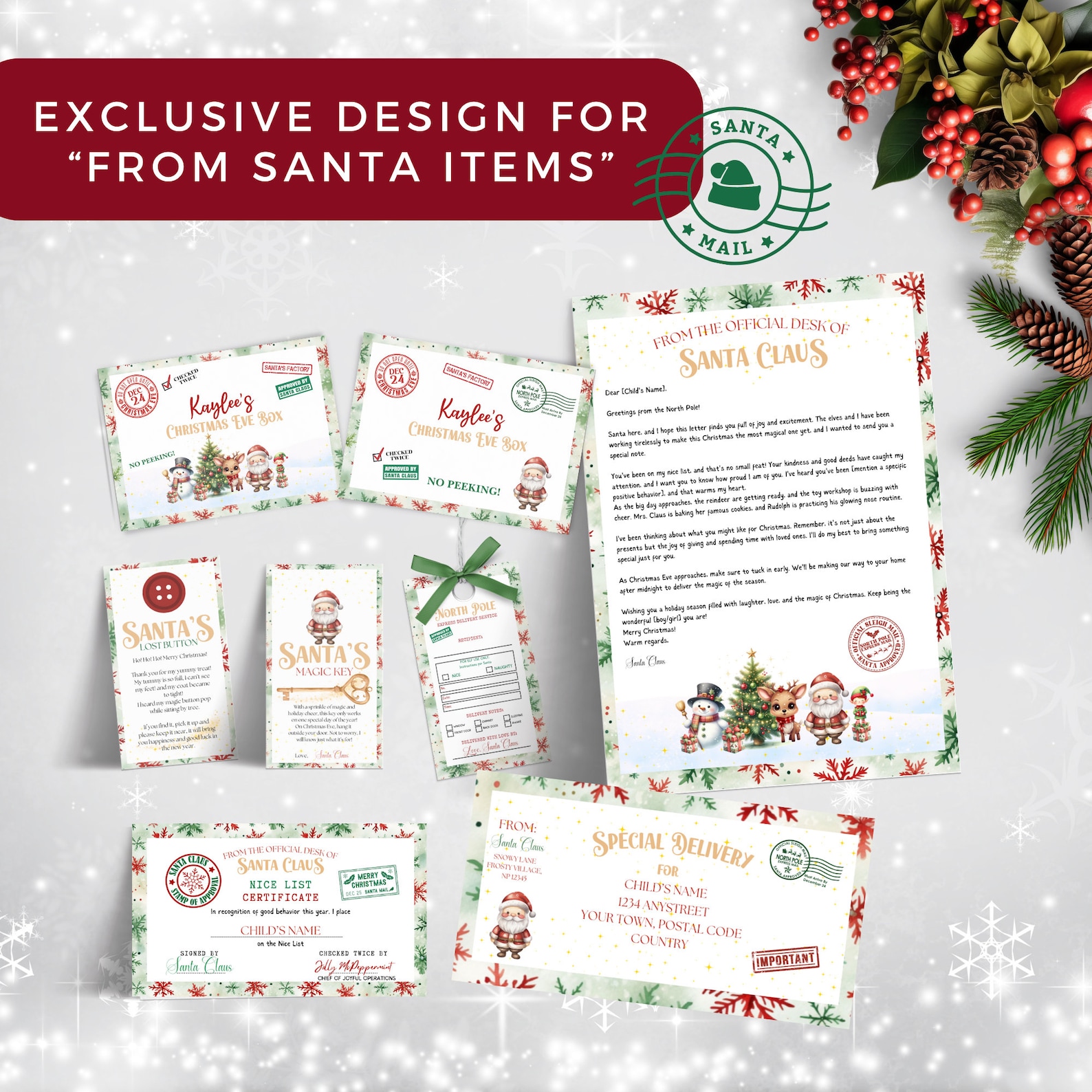 Santa Wishlist Letter Bundle, Nice List, Letter From Santa, Editable ...