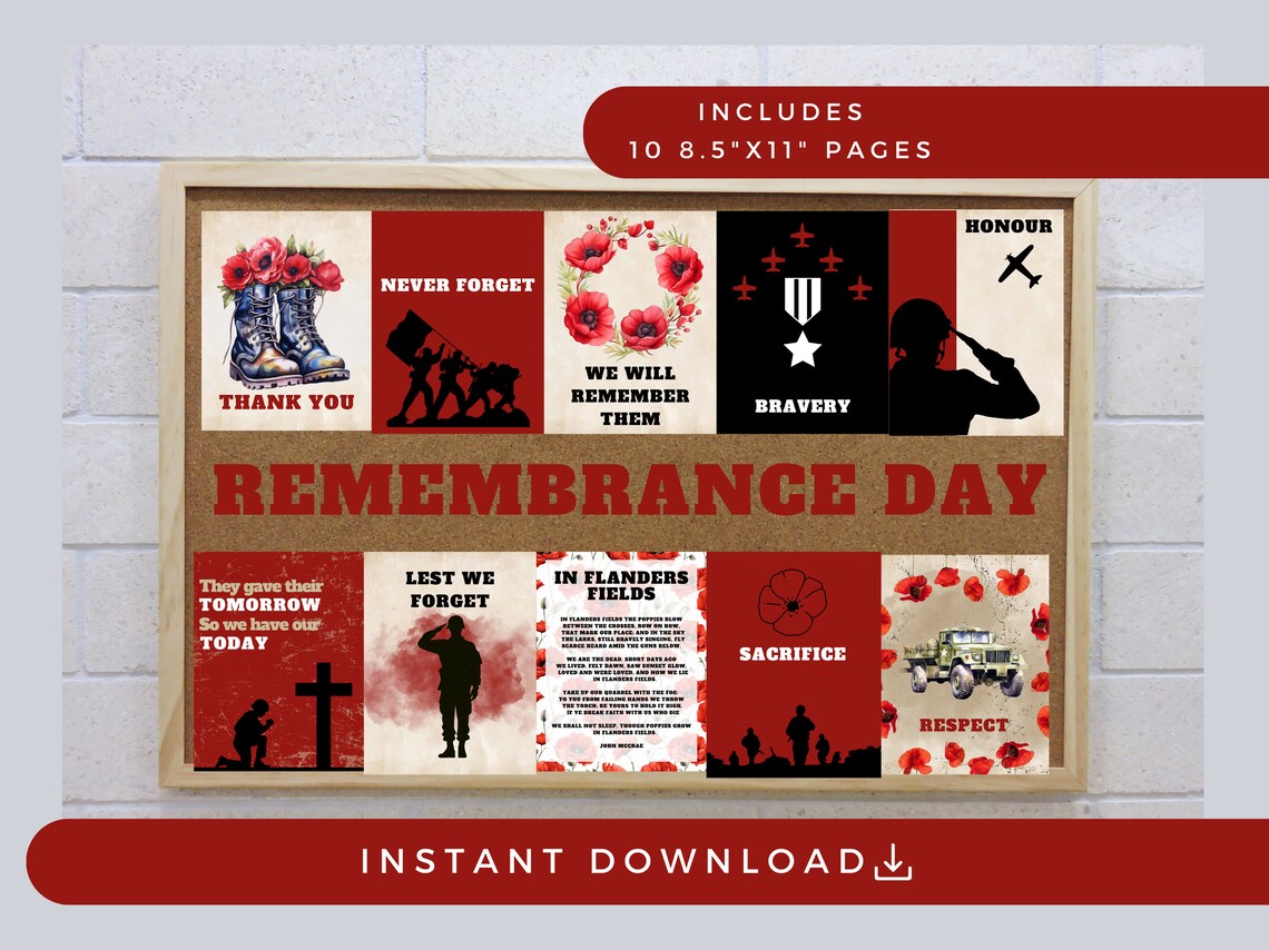 Remembrance Day Bulletin Board Printable Posters, INSTANT Download ...