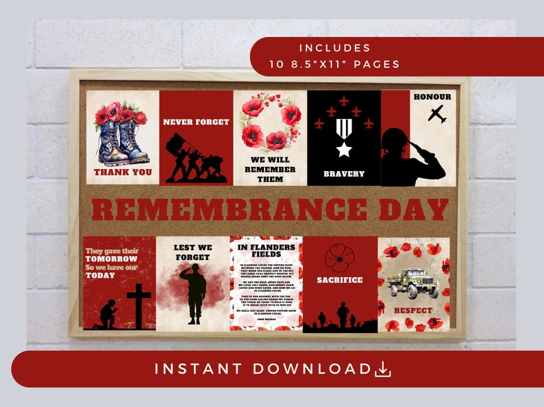 Remembrance Day Bulletin Board Printable Posters INSTANT - Etsy