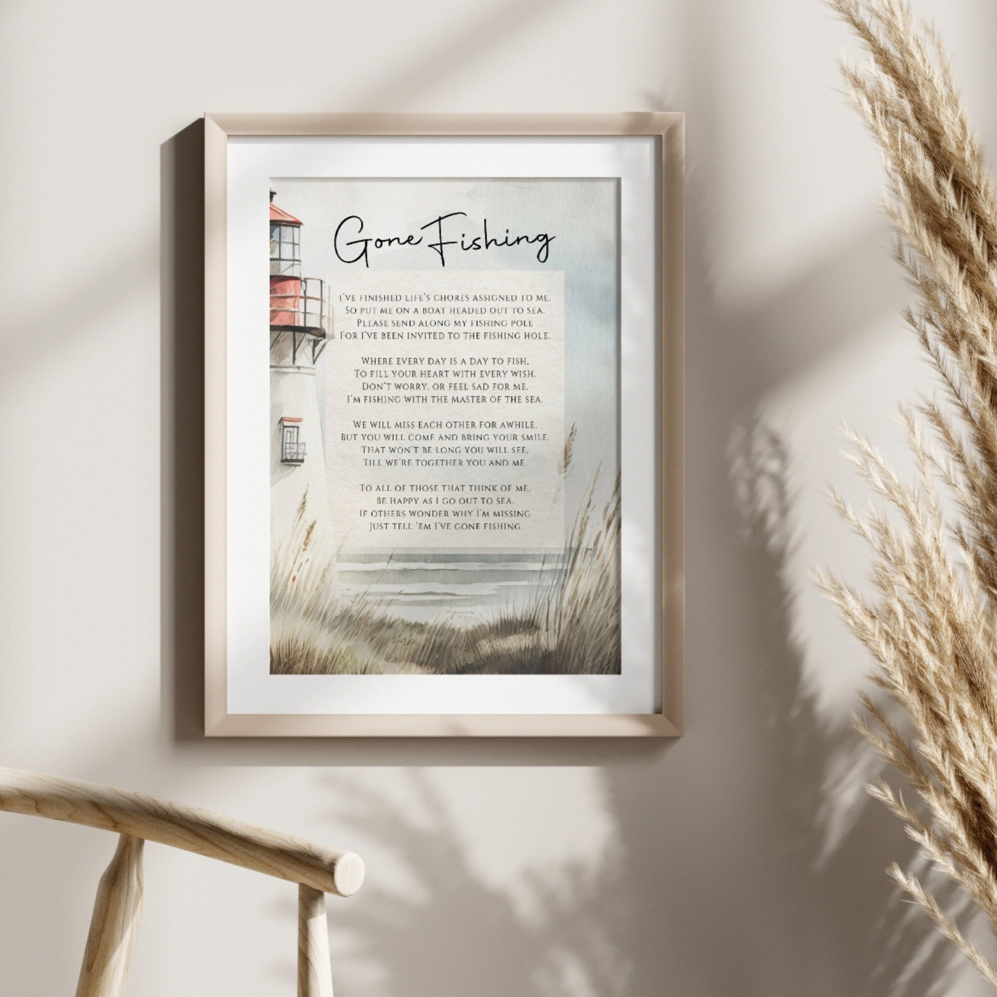 Memorial Sign Fishing, Gone Fishing Funeral Poem, Keepsake for ...