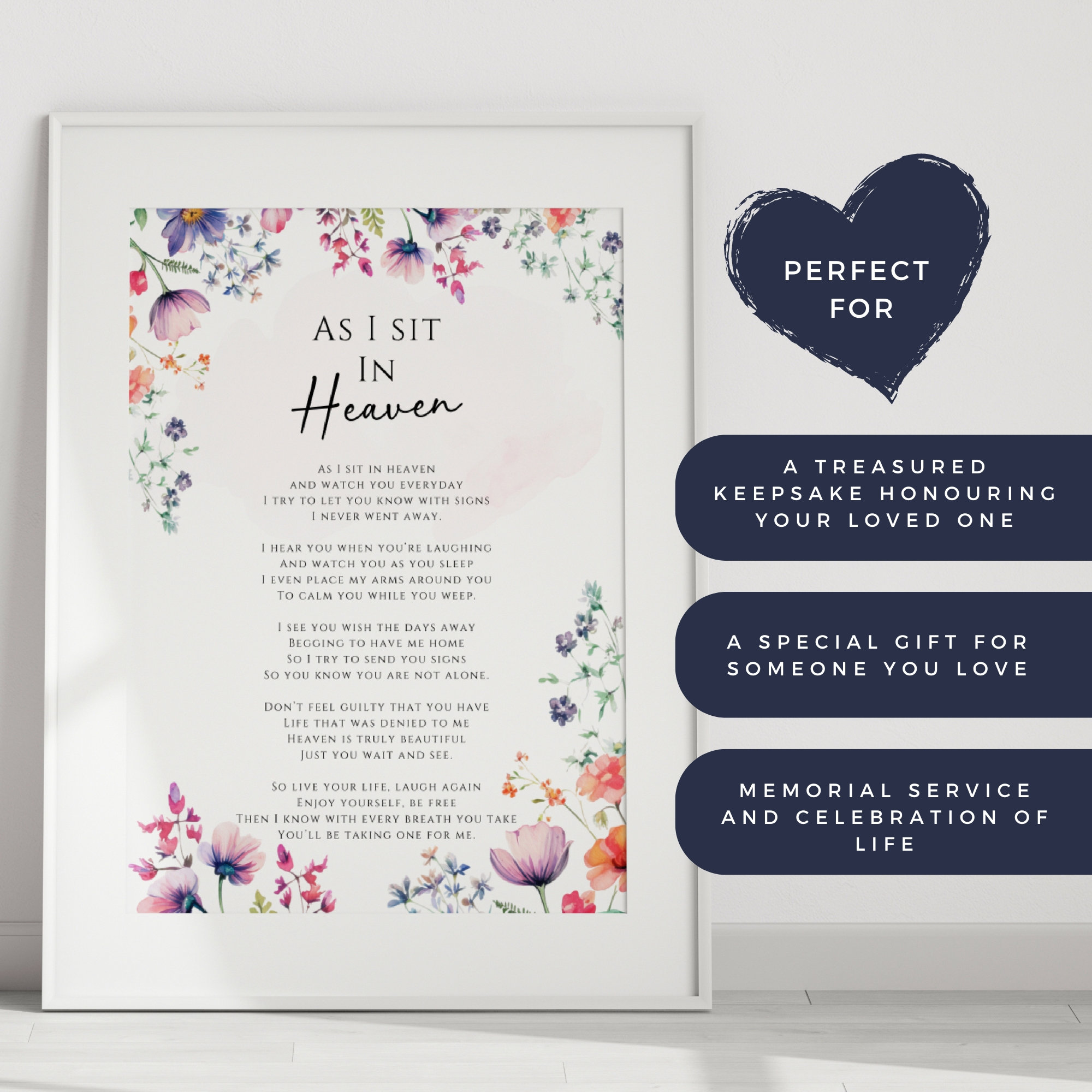 As I Sit in Heaven Memorial, Funeral Tribute Poem Printable ...
