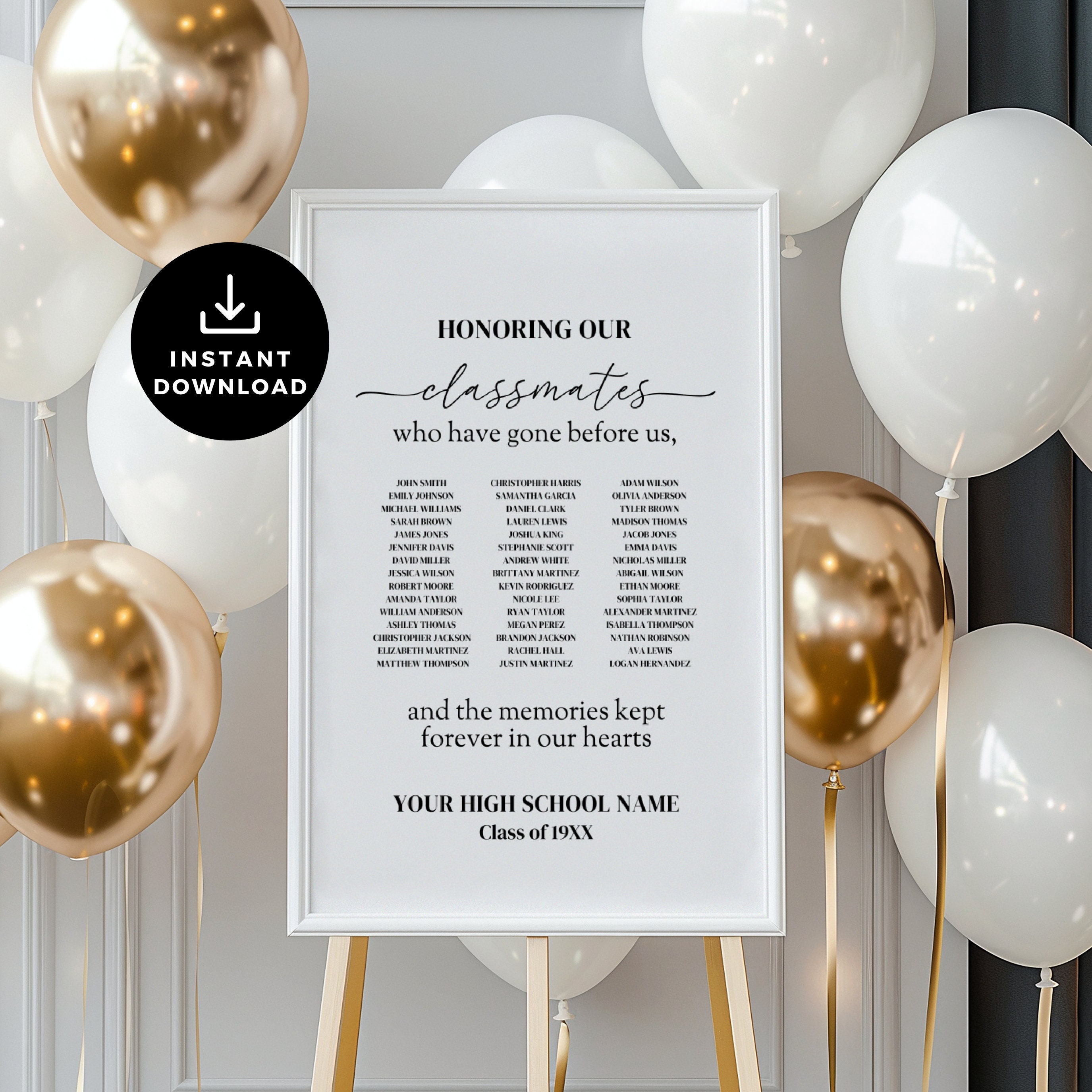 High School Reunion Memorial Sign, in Loving Memory of Classmates ...