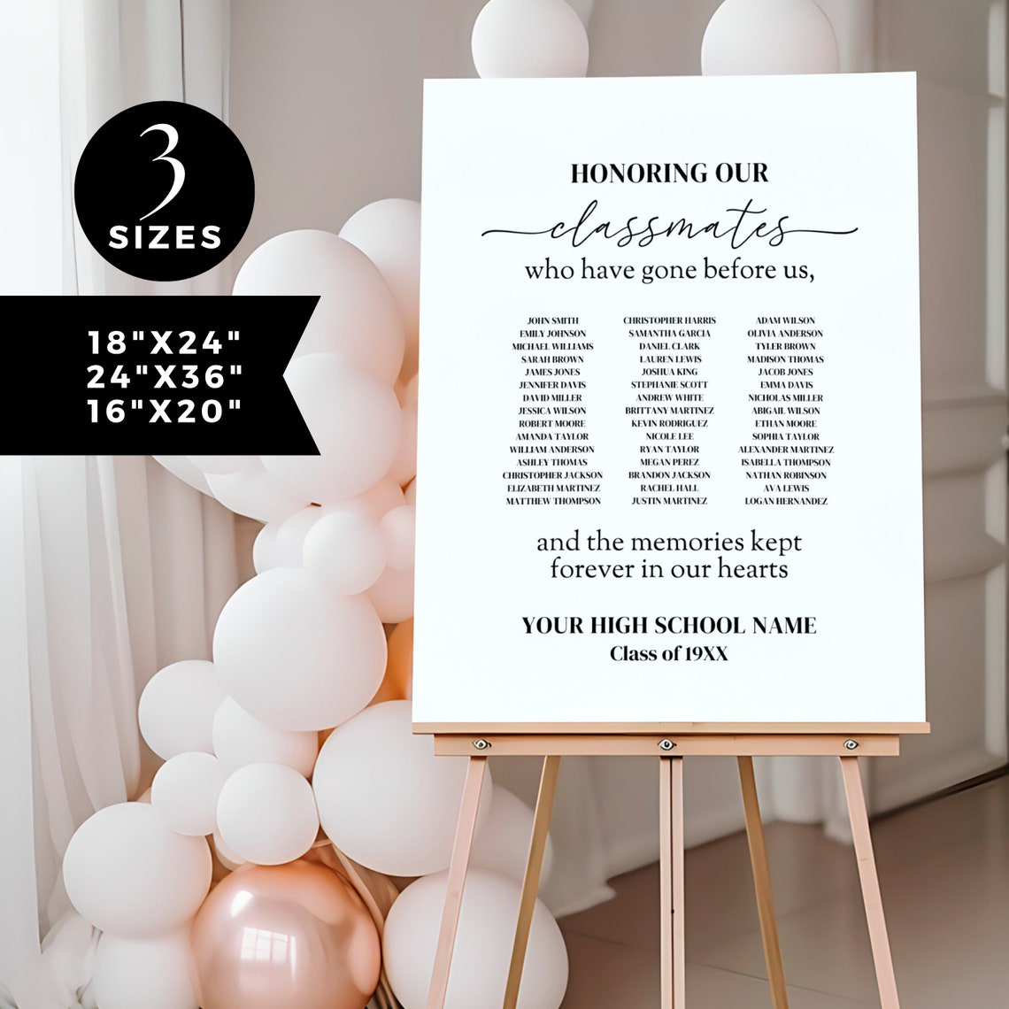 High School Reunion Memorial Sign, in Loving Memory of Classmates ...