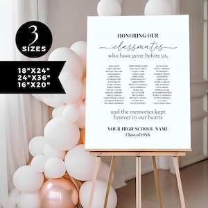 High School Reunion Memorial Sign, in Loving Memory of Classmates ...