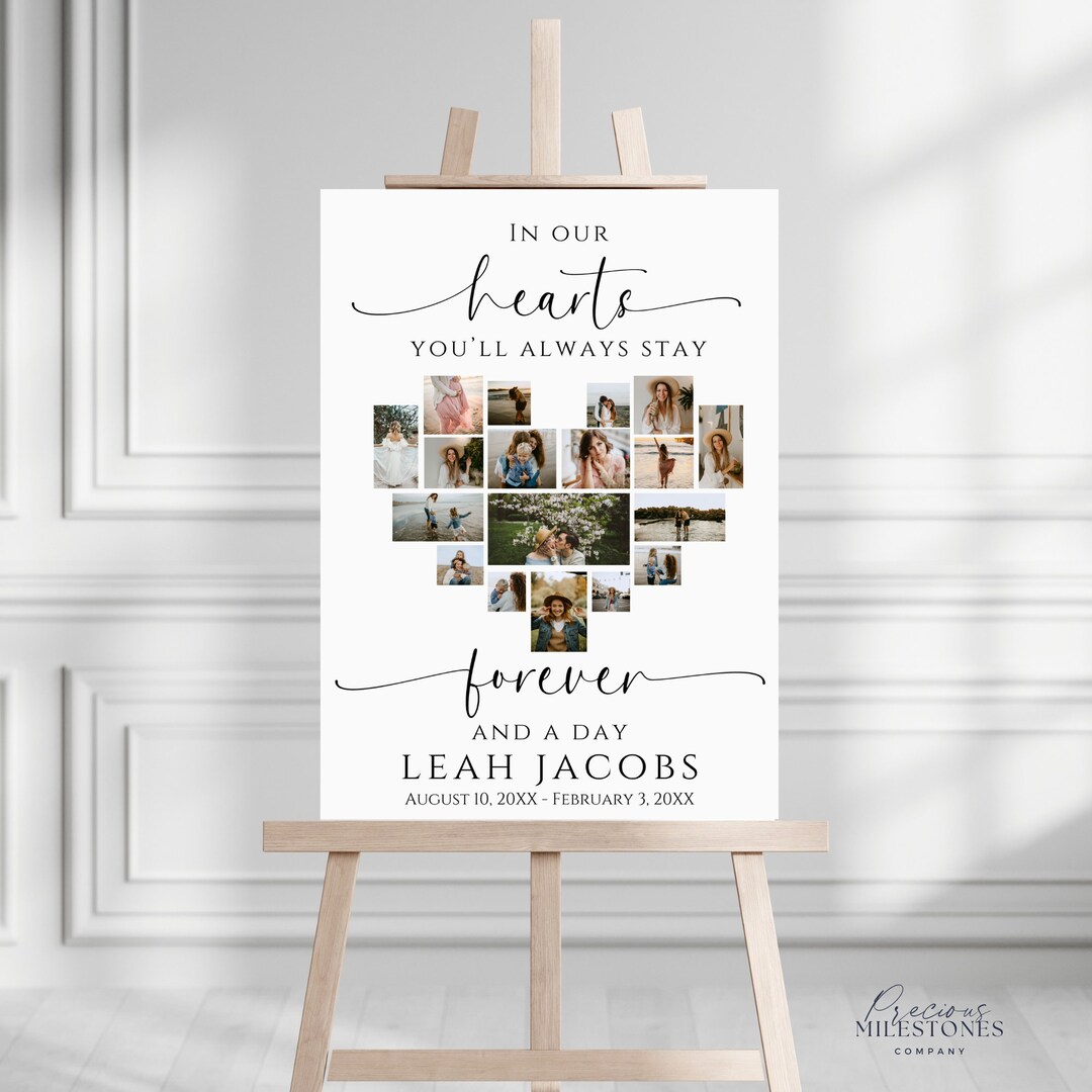 Funeral Photo Sign in Our Hearts, Edit on Canva, Celebration of Life ...