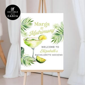 Margs and Matrimony Bachelorette Sign, Hen Party Welcome Poster ...