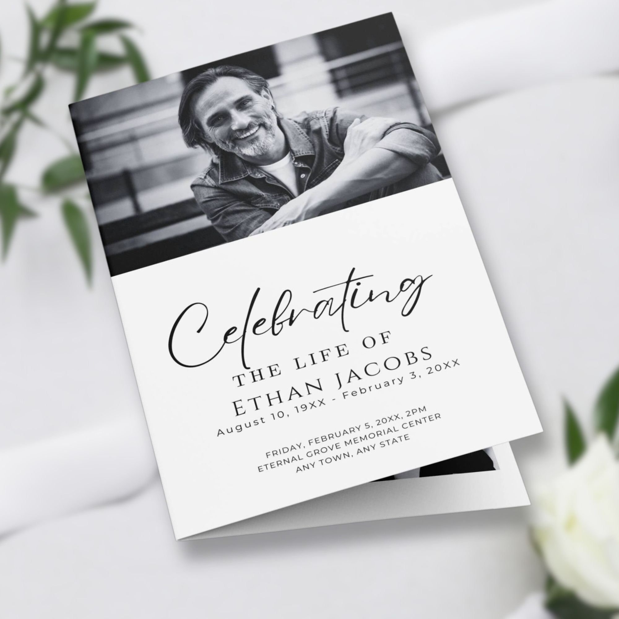 Minimal Funeral Program Template Simple Funeral Memorial - Etsy UK