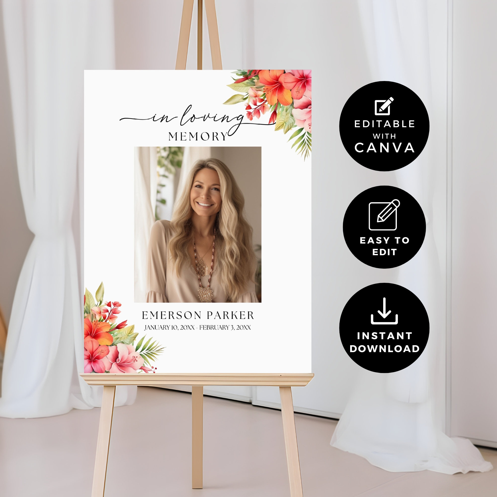 Funeral Welcome Sign Personalized, Editable Memorial Service Photo ...