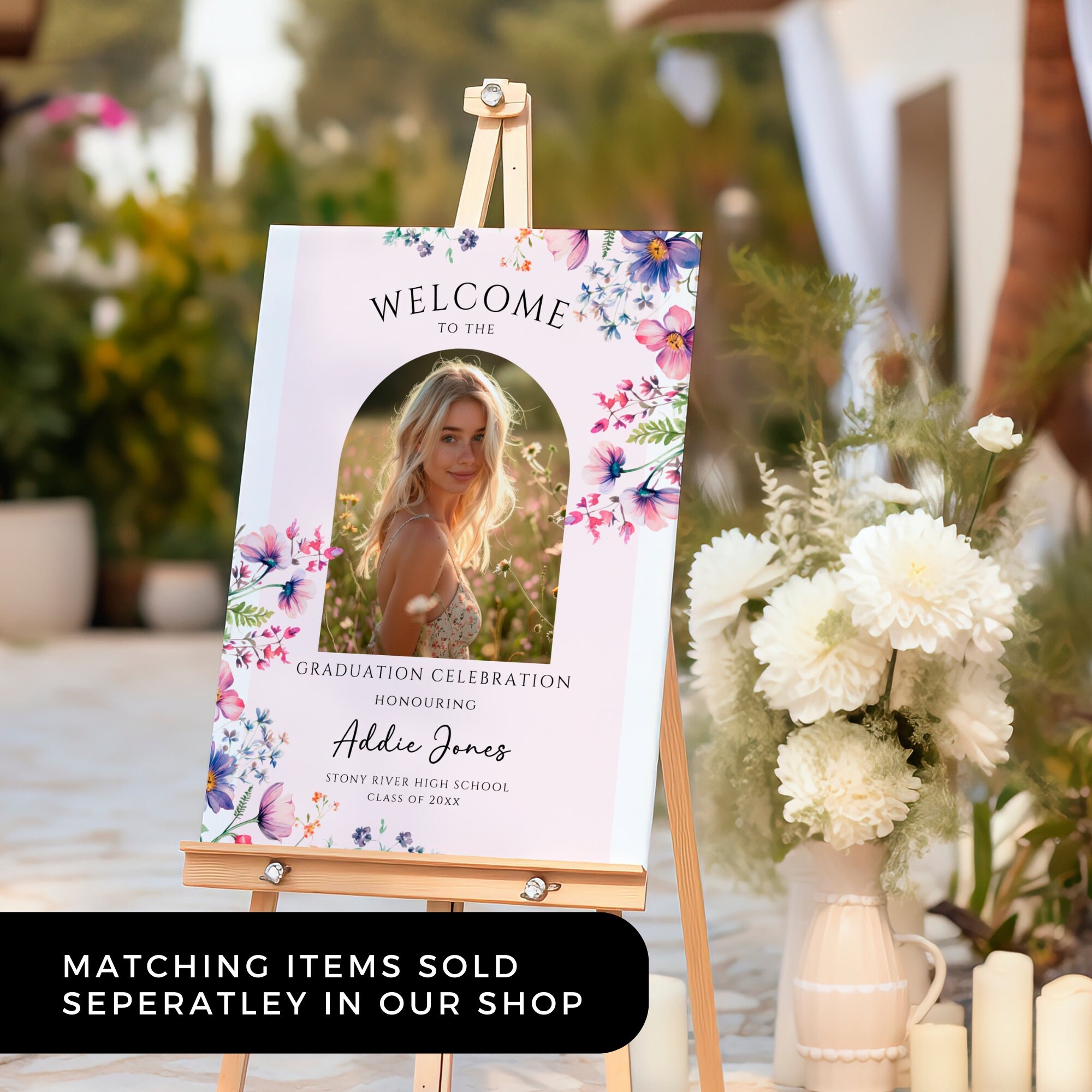 Wildflower Graduation Photo Invitation Template, Grad Party ...