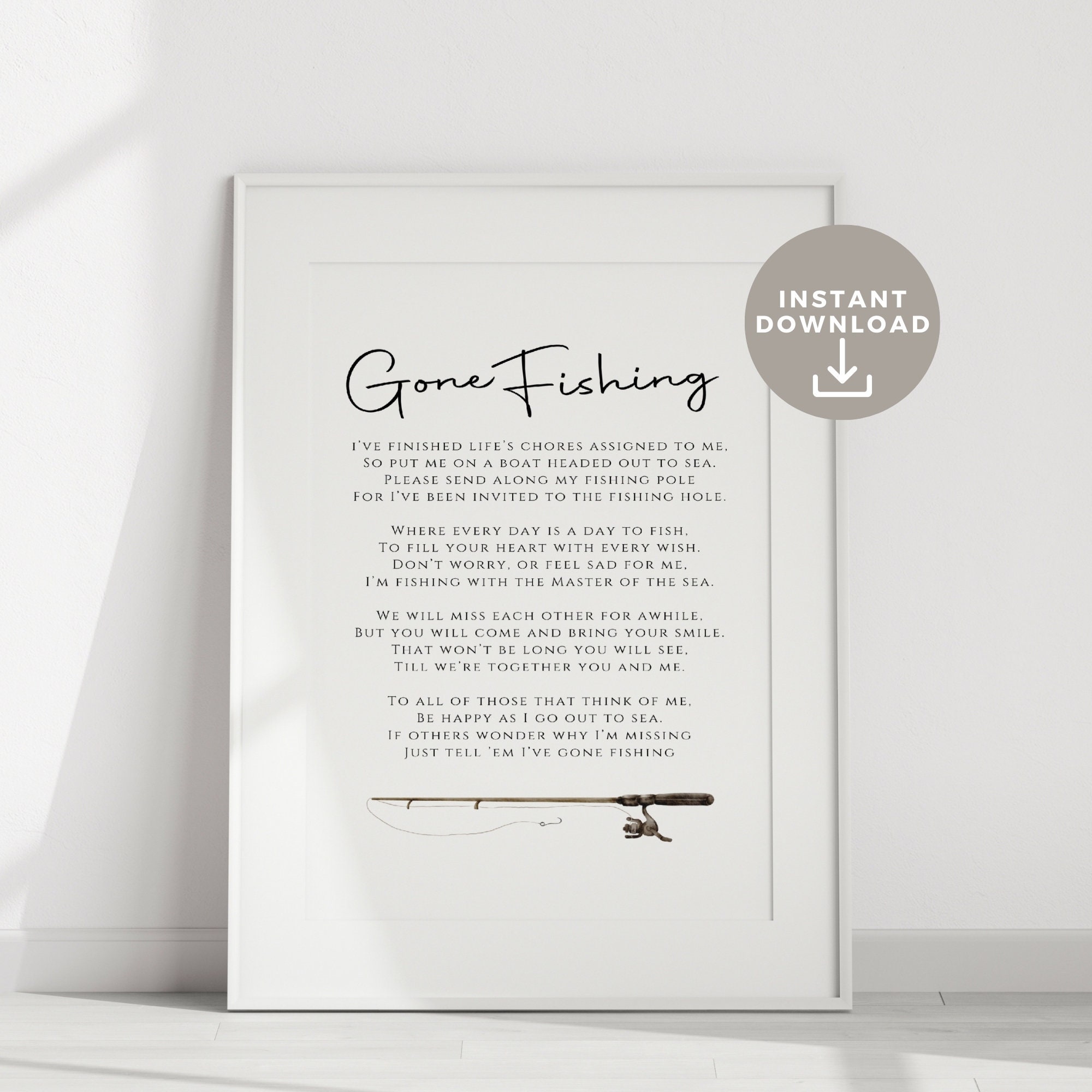 Memorial Sign Fishing, Gone Fishing Funeral Poem, Keepsake for ...