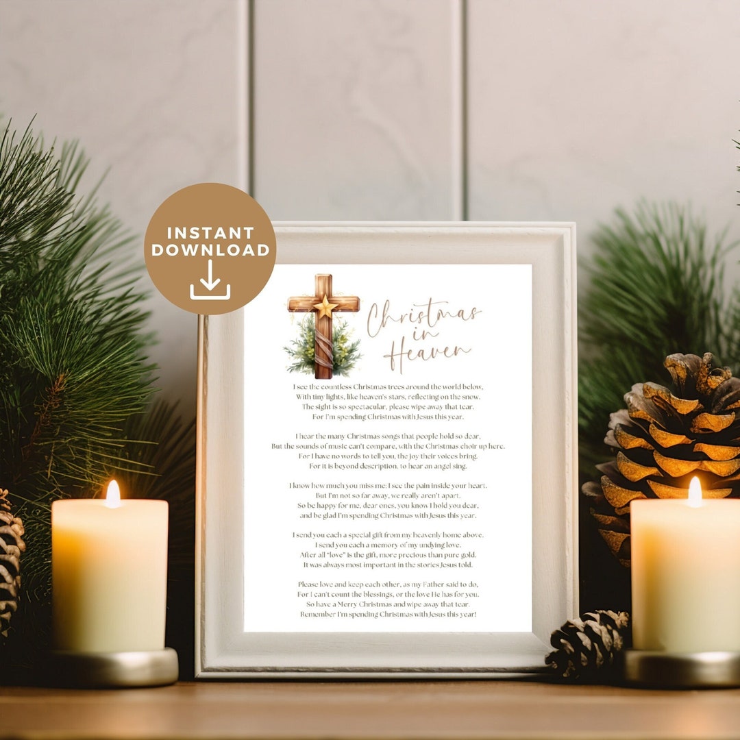 Printable Christmas in Heaven Poem, With Jesus This Year, Remembrance ...