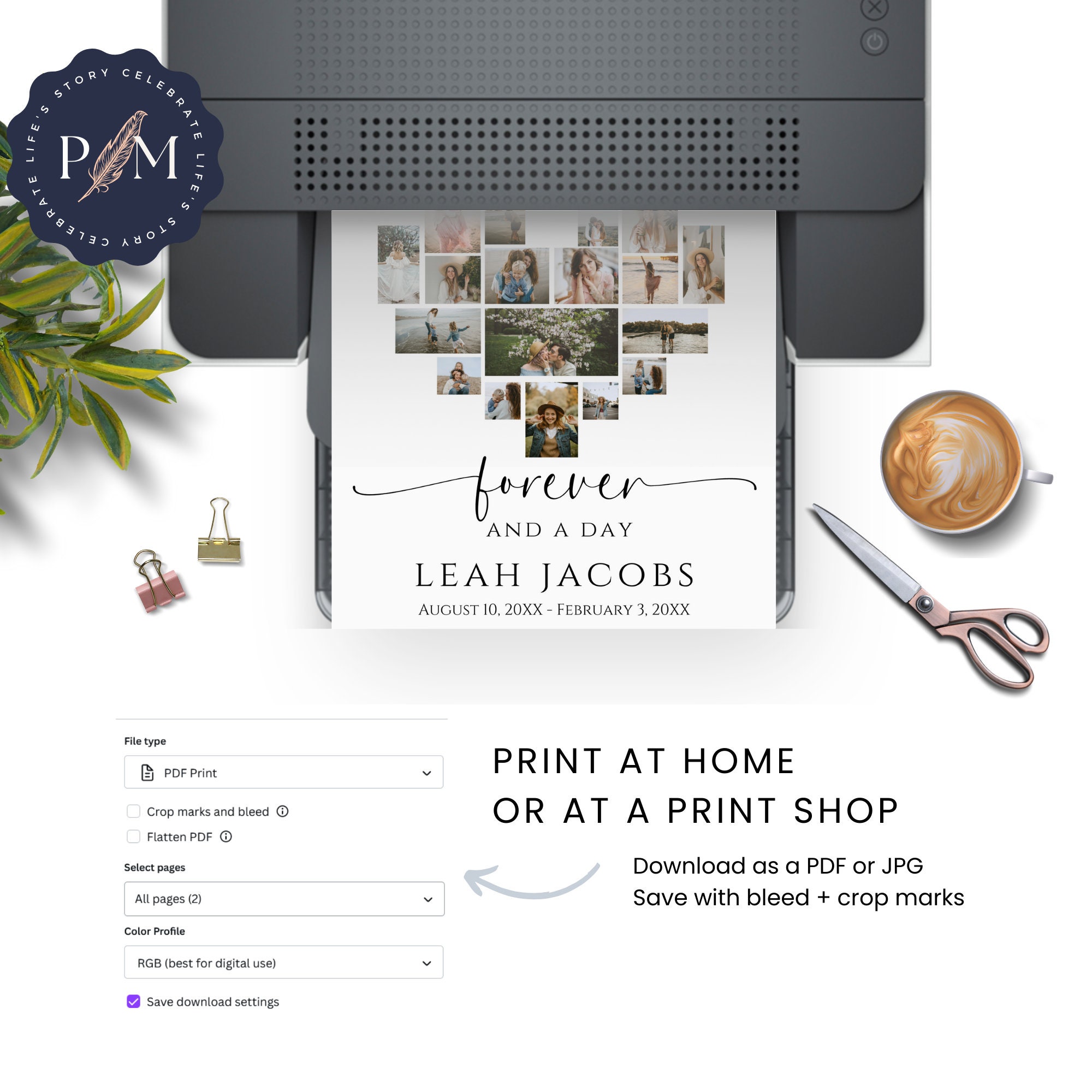 Forever in Our Hearts Funeral Program, Bifold Template, Simple Memorial ...