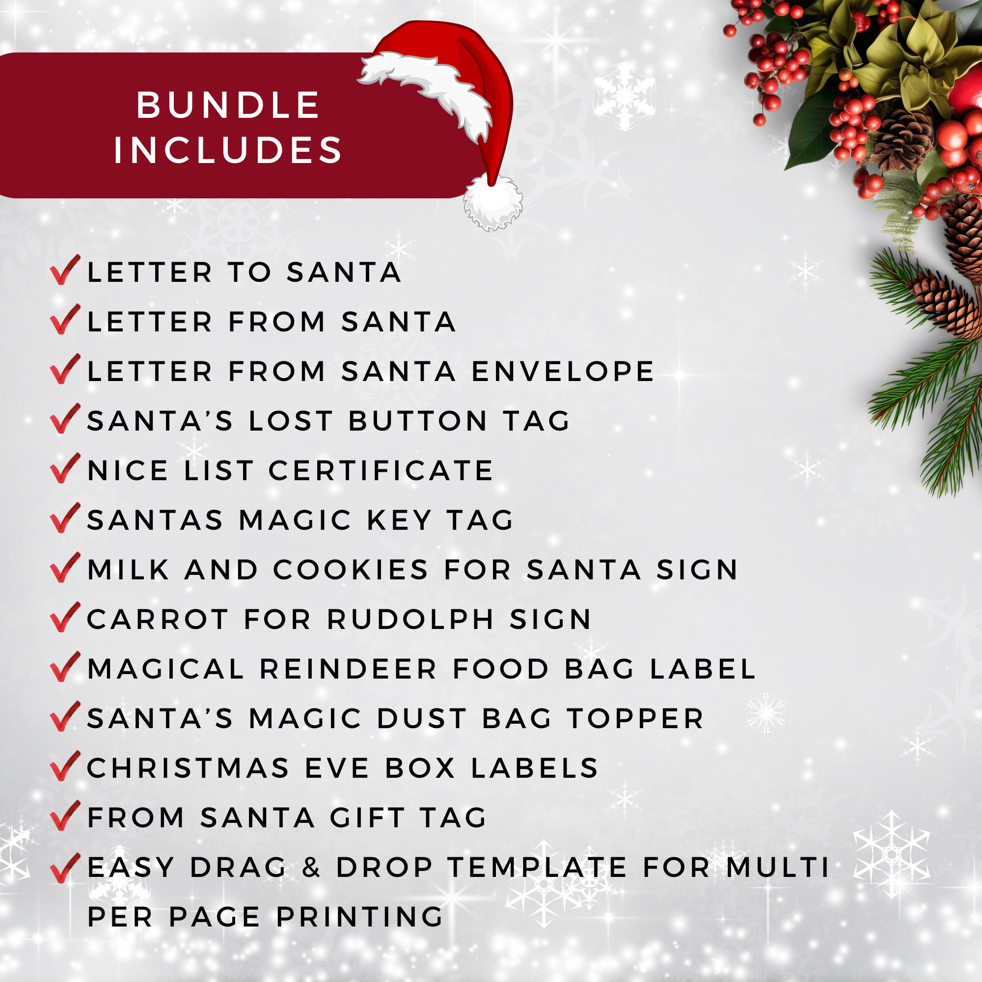 Santa Wishlist Letter Bundle, Nice List, Letter From Santa, Editable ...