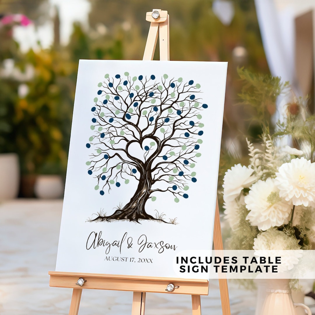 Wedding Thumbprint Guestbook Sign, Guest Book Alternative Fingerprint ...