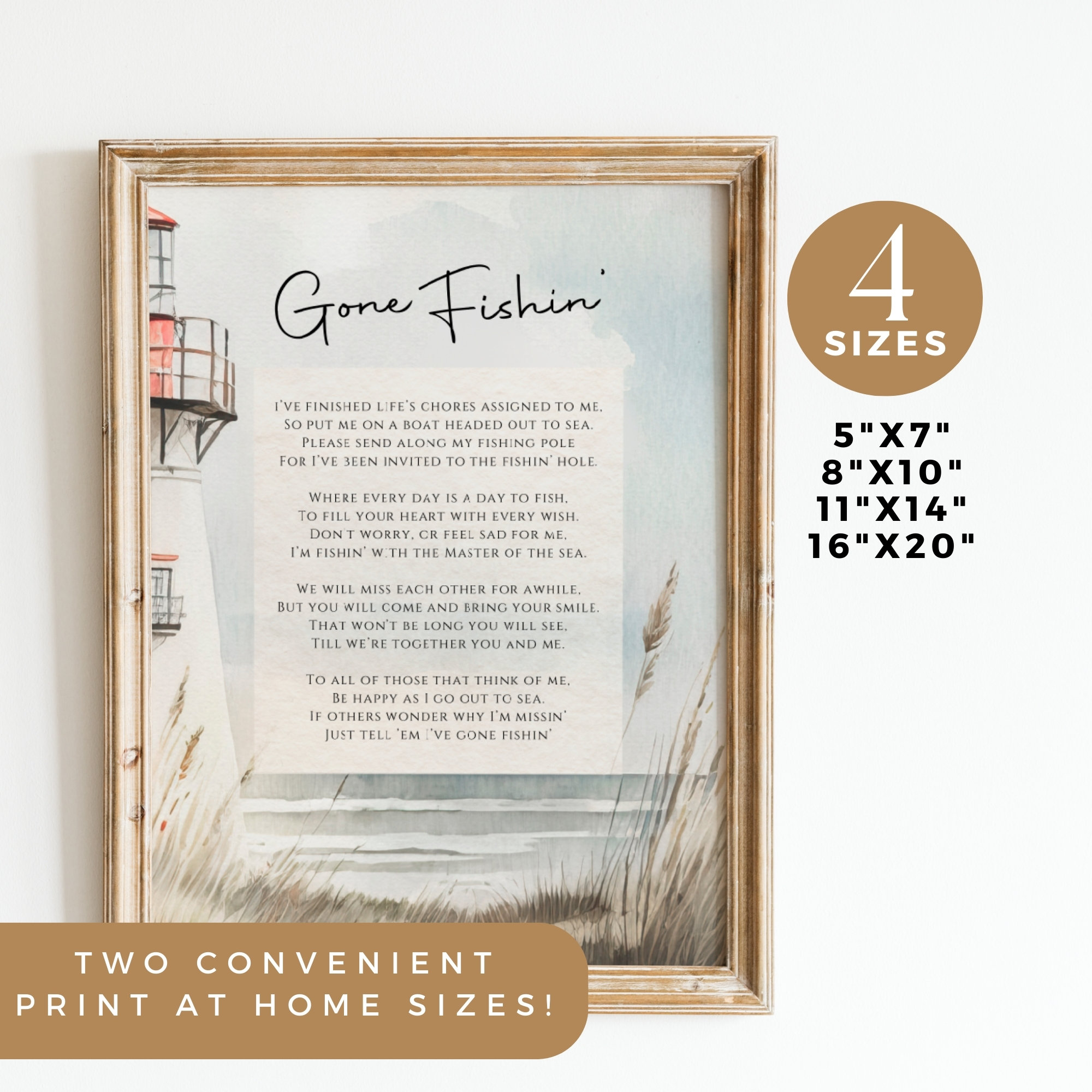 Gone Fishing Funeral, Printable Poem Sign, Memorial Keepsake for ...