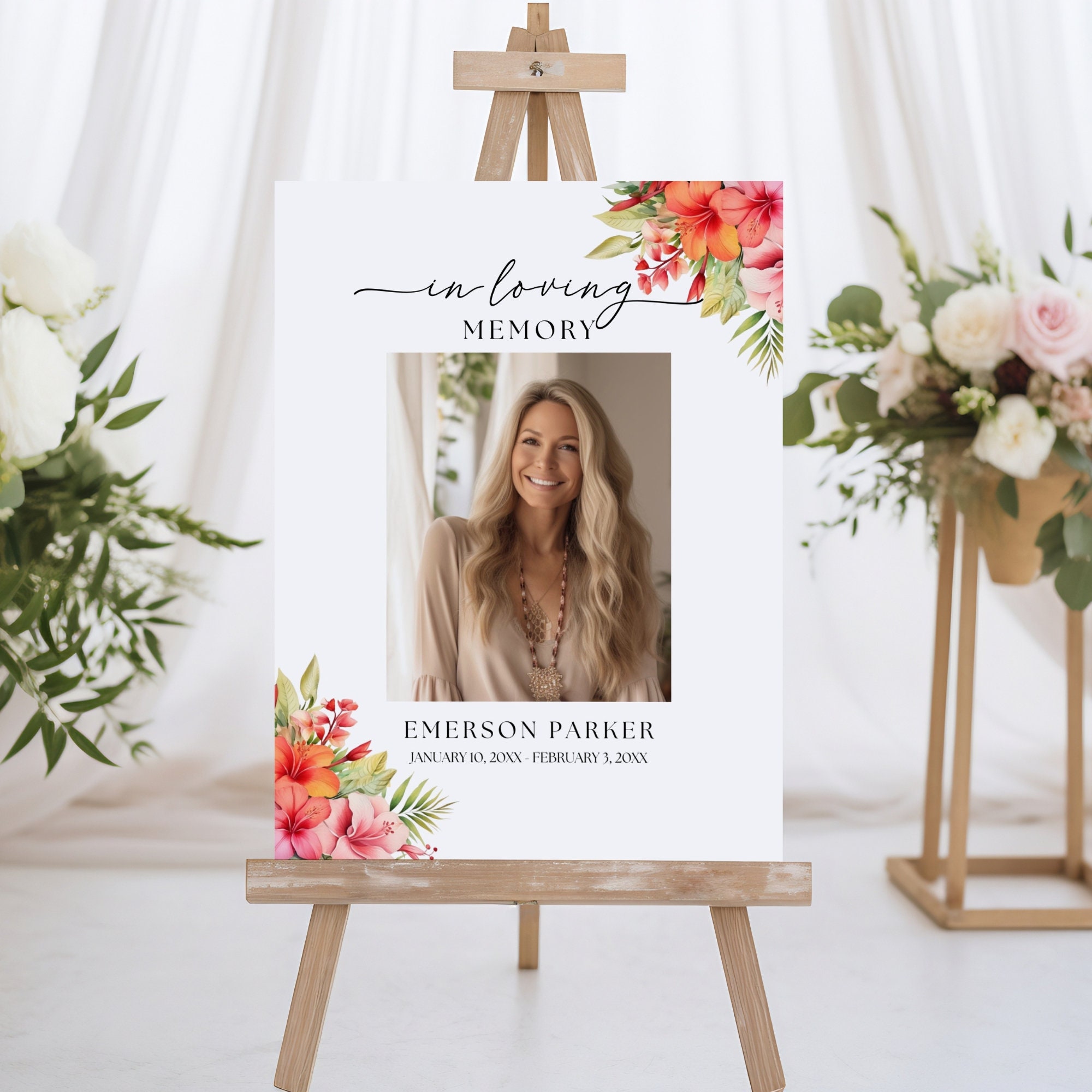 Funeral Welcome Sign Personalized, Editable Memorial Service Photo ...