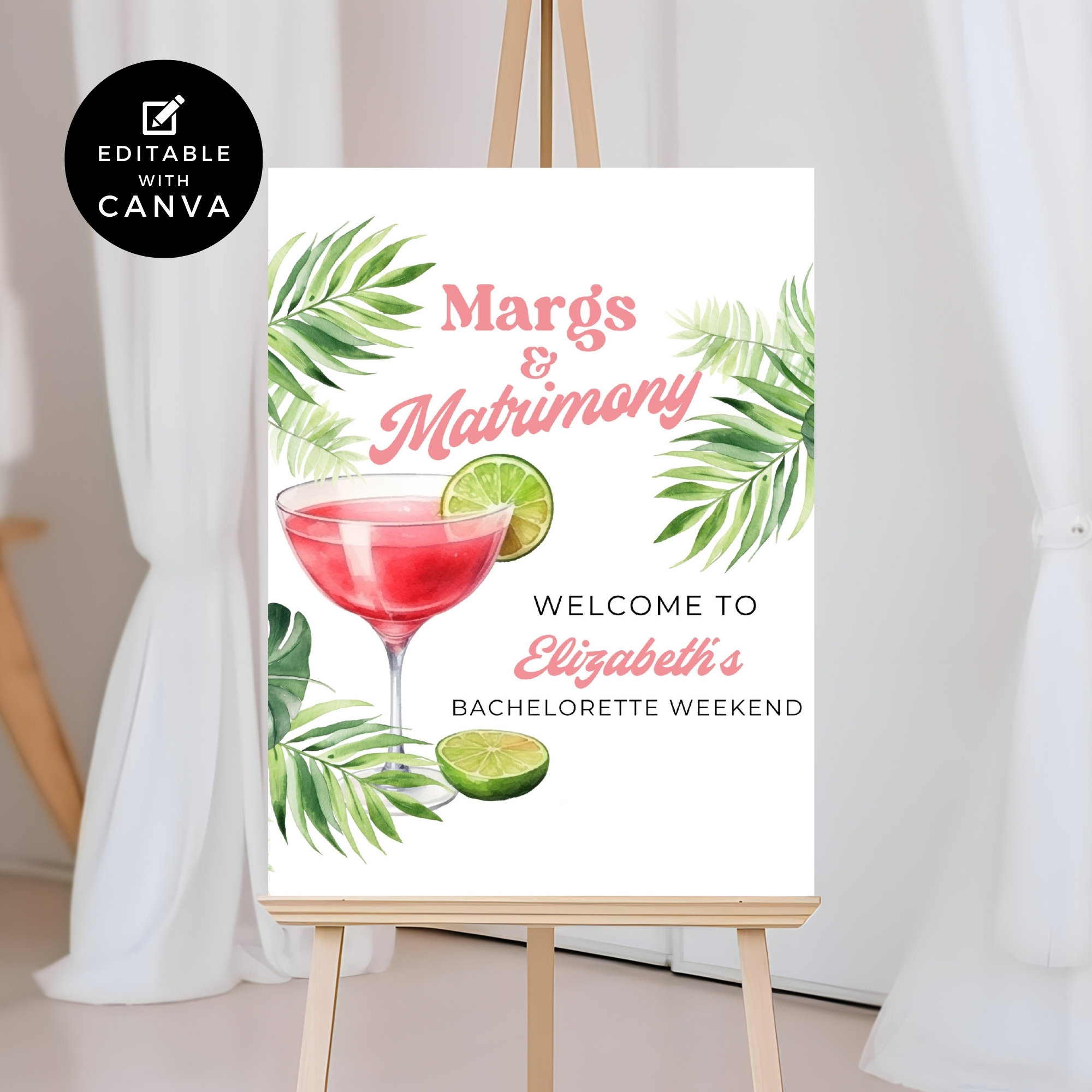 Margs and Matrimony Bachelorette Sign, Hen Party Welcome Poster ...