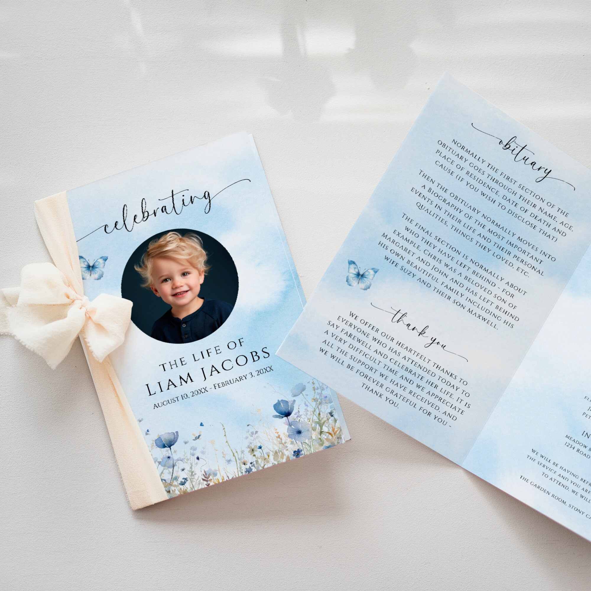 Baby Child Funeral Template, Program Editable, Celebrating the Life Of ...