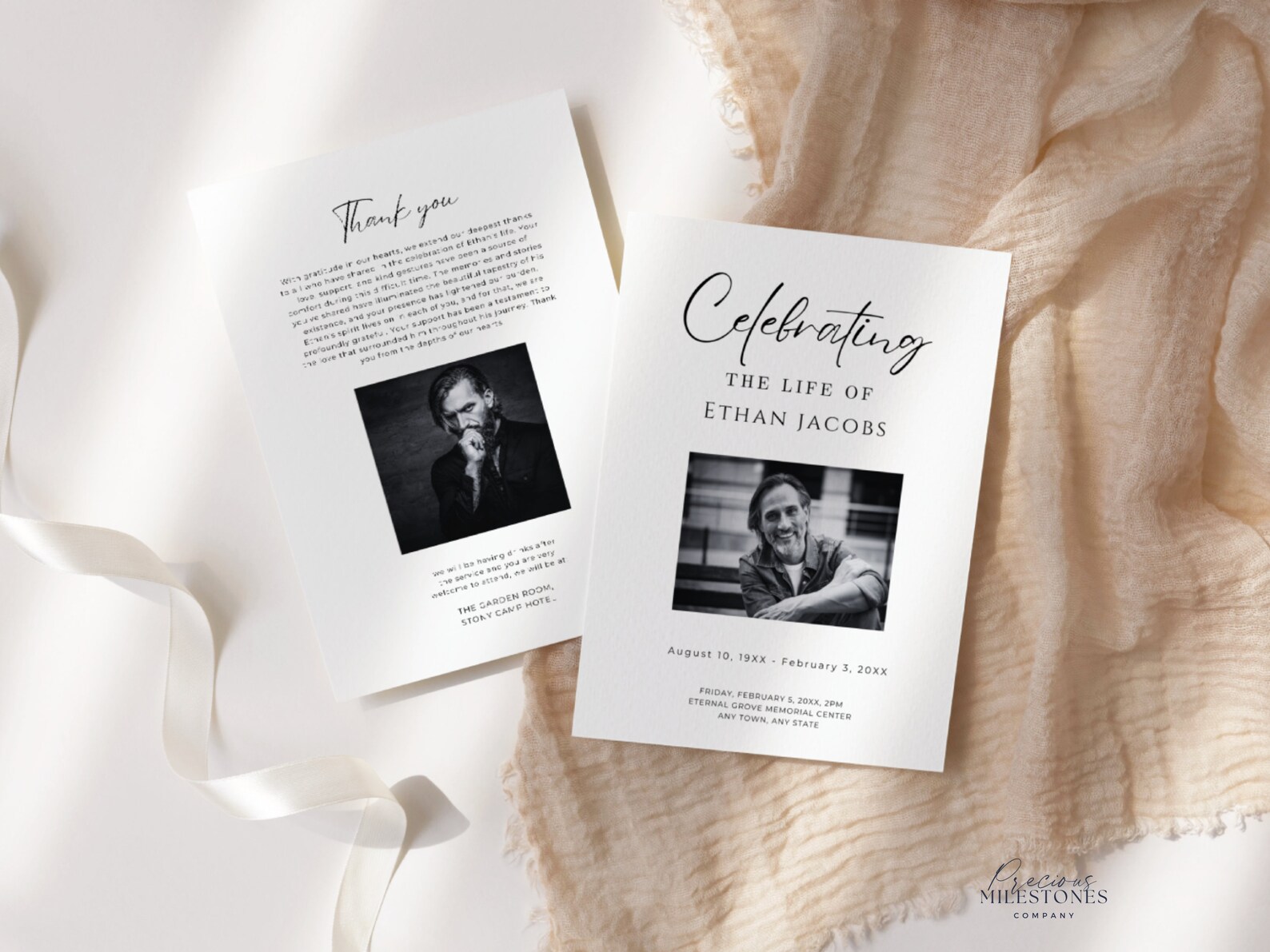 Minimal Funeral Program Template Simple Funeral Memorial - Etsy