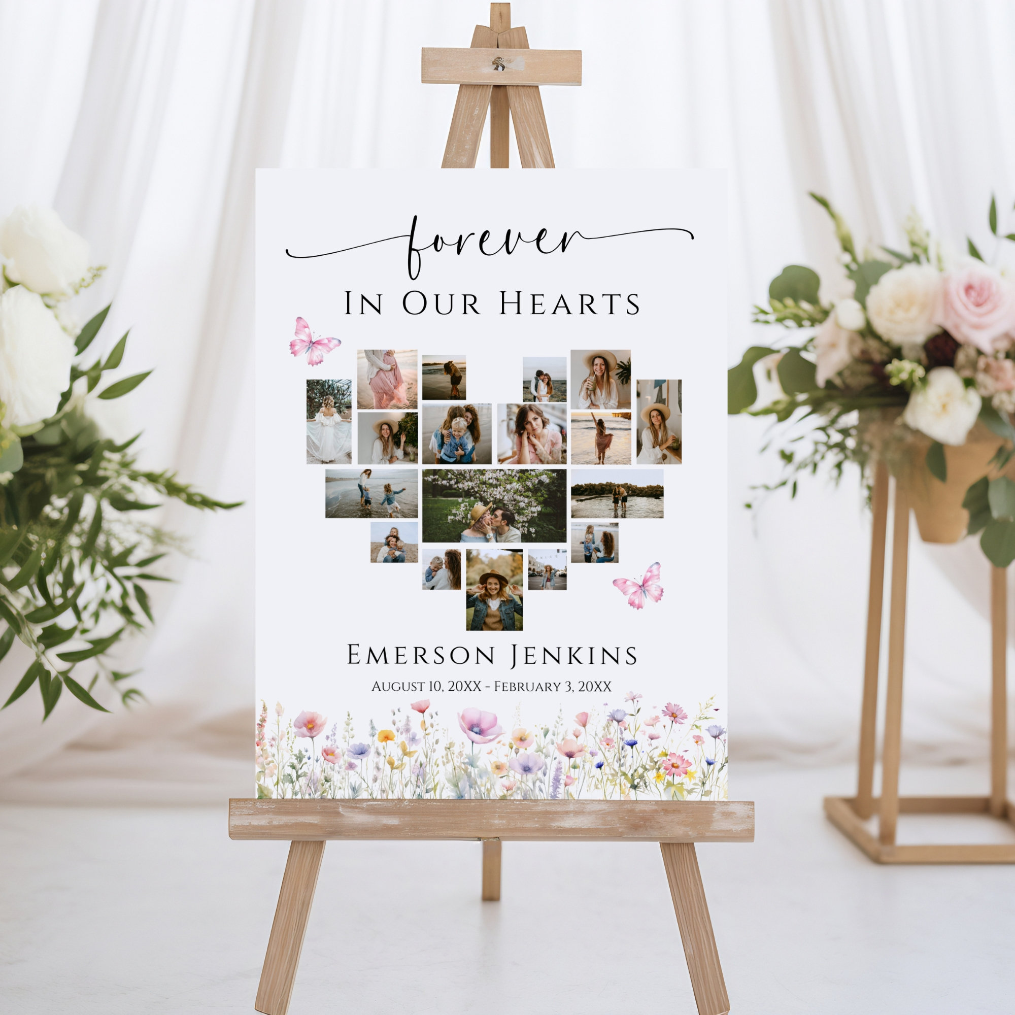 Funeral Welcome Sign Personalized,editable Memorial Service Photo Board ...